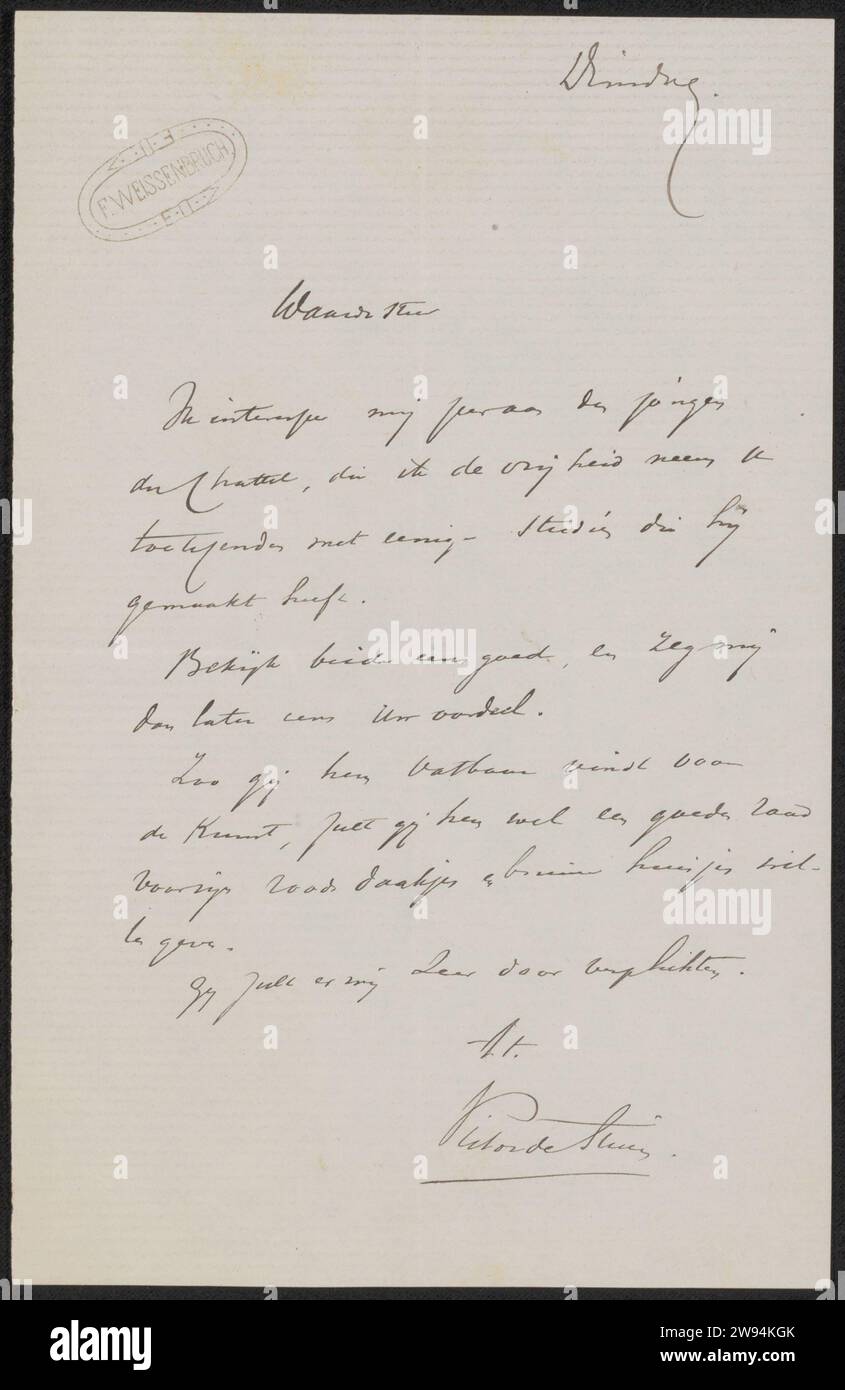Letter to Frederik Hendrik Weissenbruch, Jonkheer Victor Eugène Louis ...