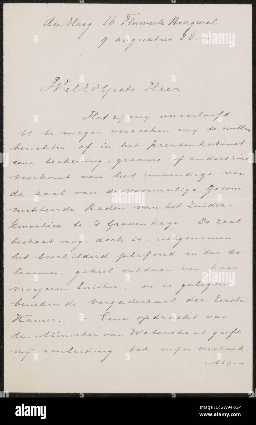 Letter to Anonymous, Jonkheer Jacob Pompejus Ernst Hoeufft van Velsen ...