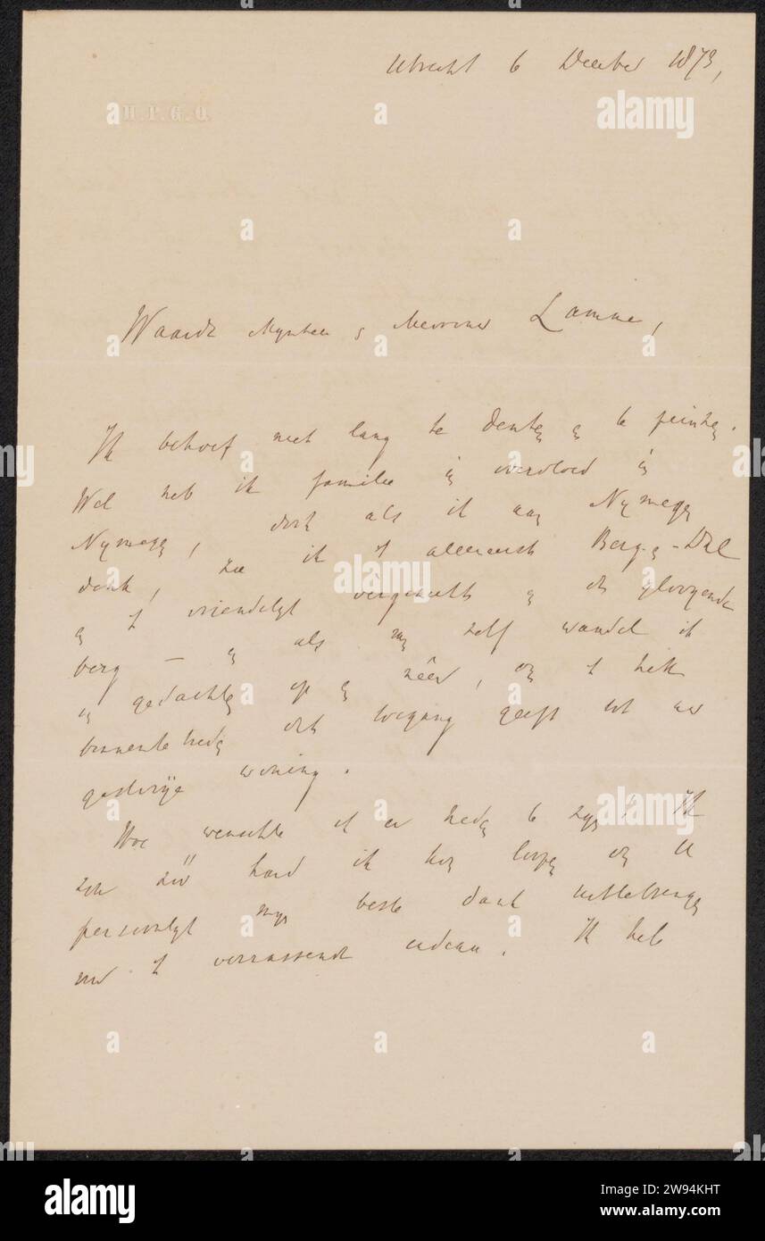 Letter to Ary Johannes Lamme and Adriana Lamme-van Geller, Hendrick Peter Godfried Quack, 1873 ...
