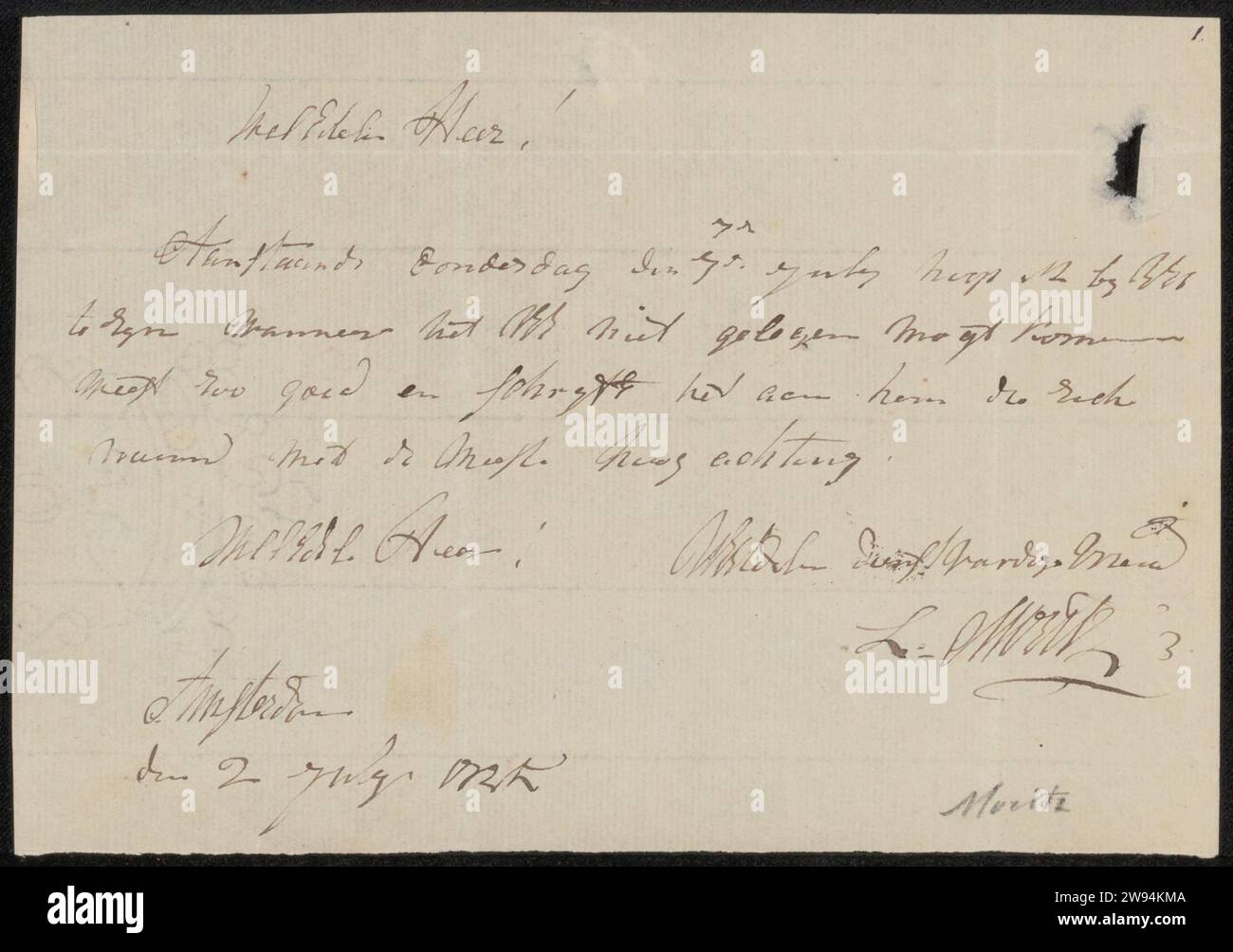 Letter to Anonymous, Louis Moritz, 1821 - 1822 letter Amsterdam paper ...