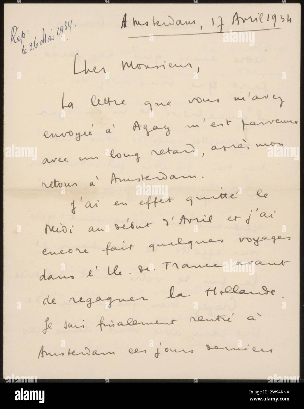 Letter to Andries Bonger, Pierre-Georges Martin, 1934 letter Amsterdam ...
