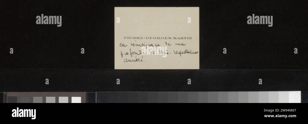 Business card to Andries Bonger, Pierre -Georges Martin, 1871 - 1931 ...