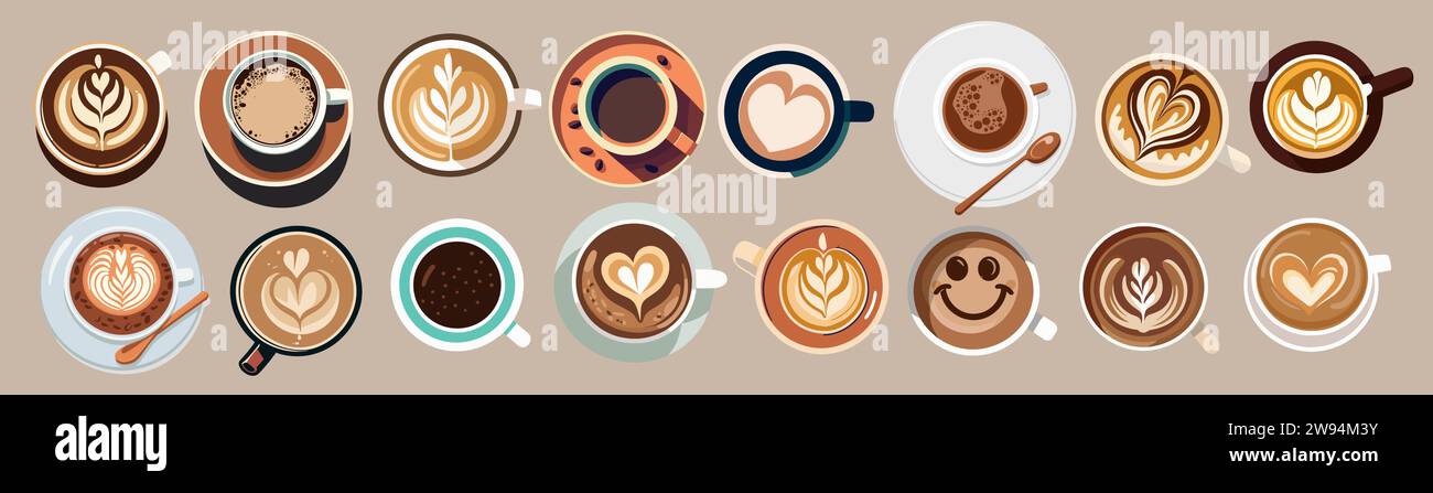 Set of different Coffee cups top view vector Stock Vector Image & Art ...
