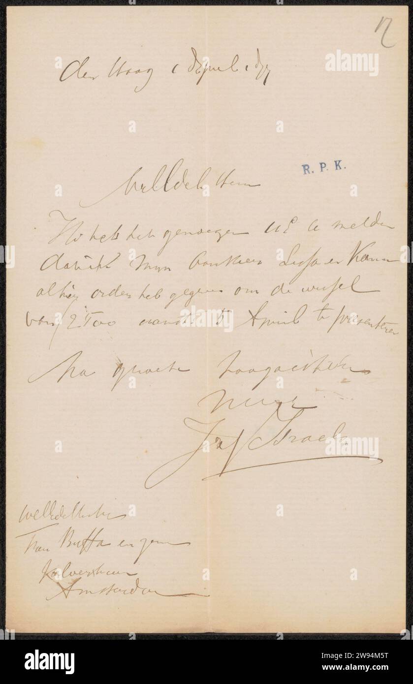 Letter to Frans Buffa and Sons, Joseph Israëls, 1897 letter The Hague ...