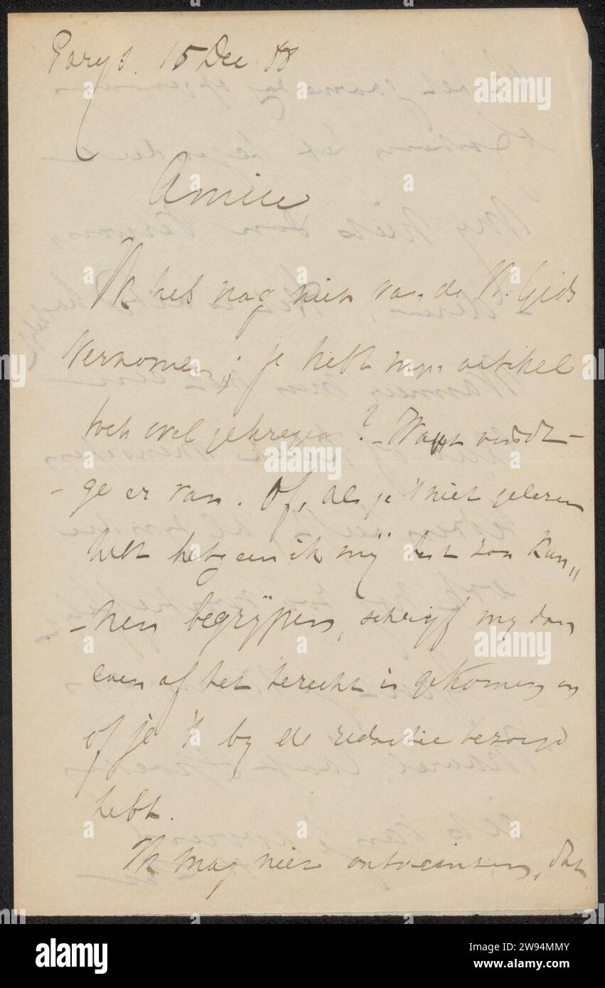 Letter to Philip Zilcken, Adriaan Pit, 1888 letter Paris paper. ink ...