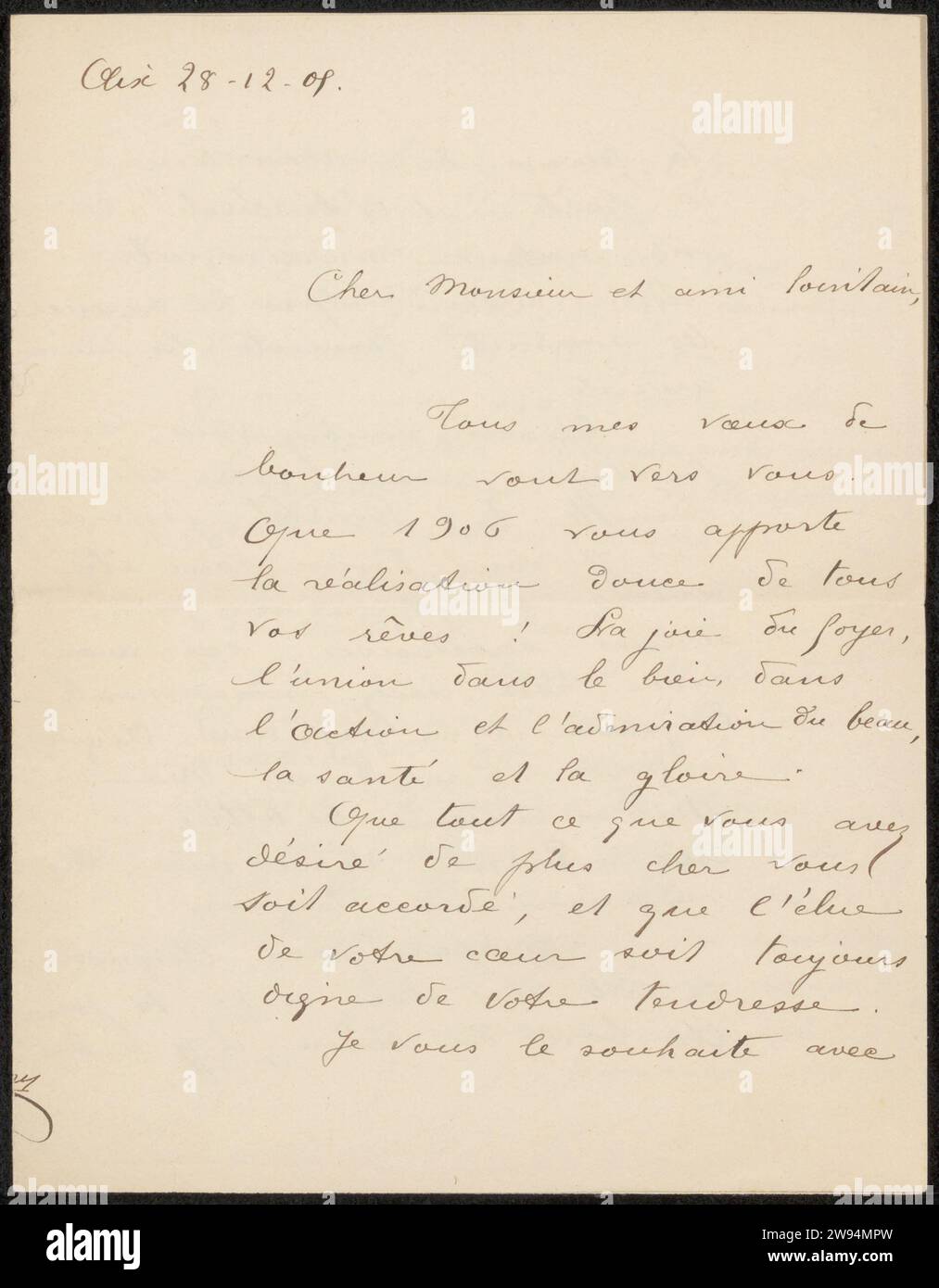 Letter to Philip Zilcken, 1905 letter Aix en Provence paper. ink ...