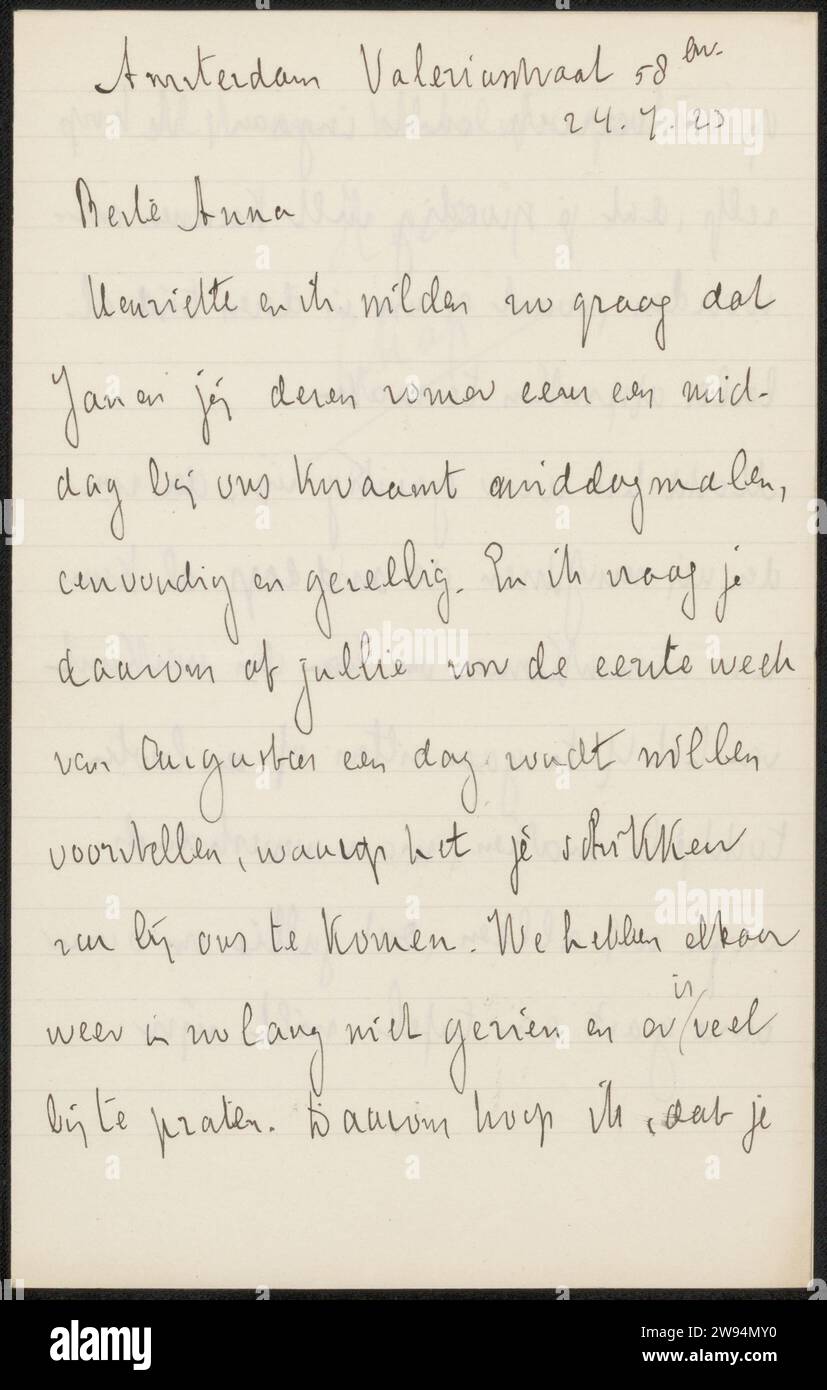 Letter to Anna Dorothea Dirks, Chap Van Deventer, 1923 letter Amsterdam ...