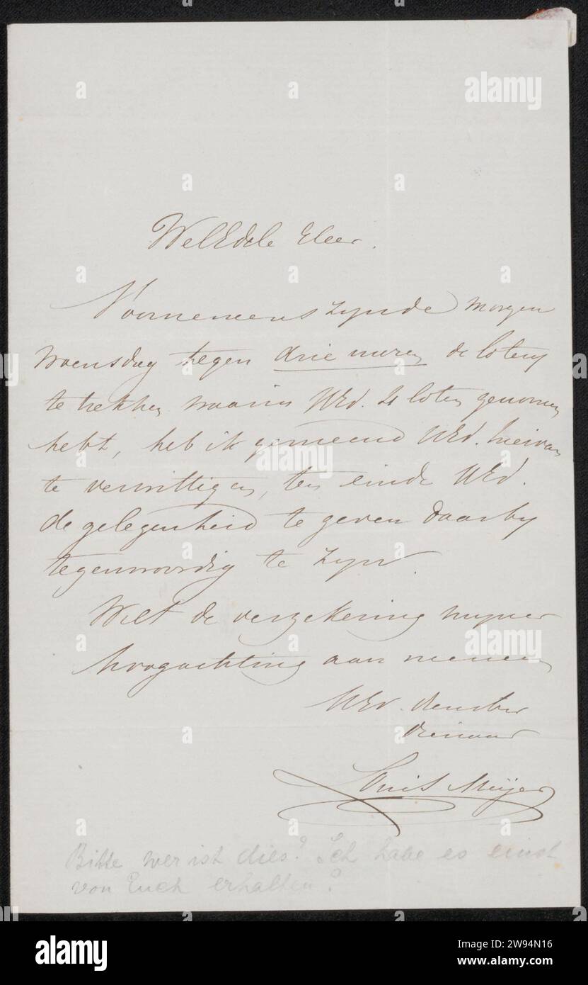 Letter to Mr Van den Berg, notary, Louis Meijer, 1819 - 1866 letter ...