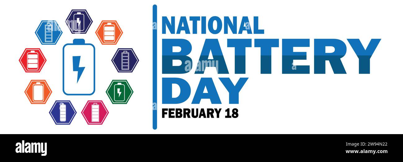 National Battery Day Vector Template Design Illustration. February 18 ...