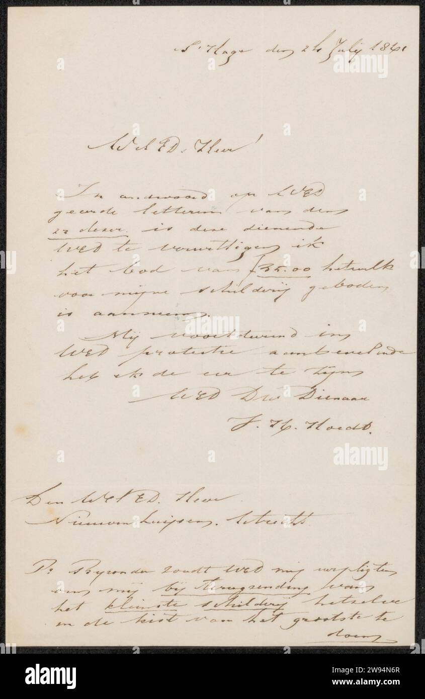 Letter to Adrianus Wilhelmus Nieuwenhuyzen, Jan Hendrik Willem Hoedt ...