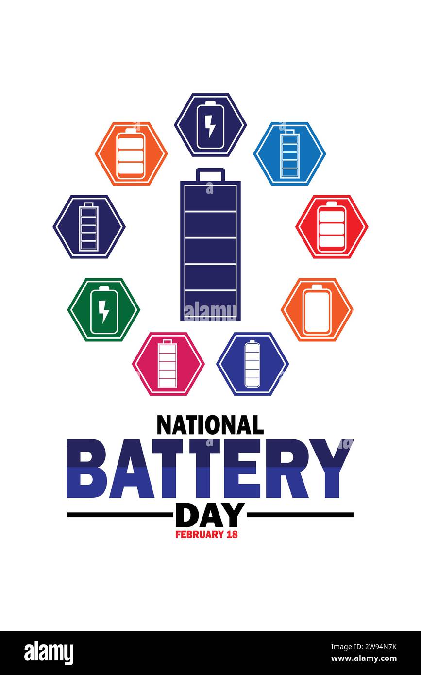 National Battery Day. Vector illustration. February 18. Suitable for ...