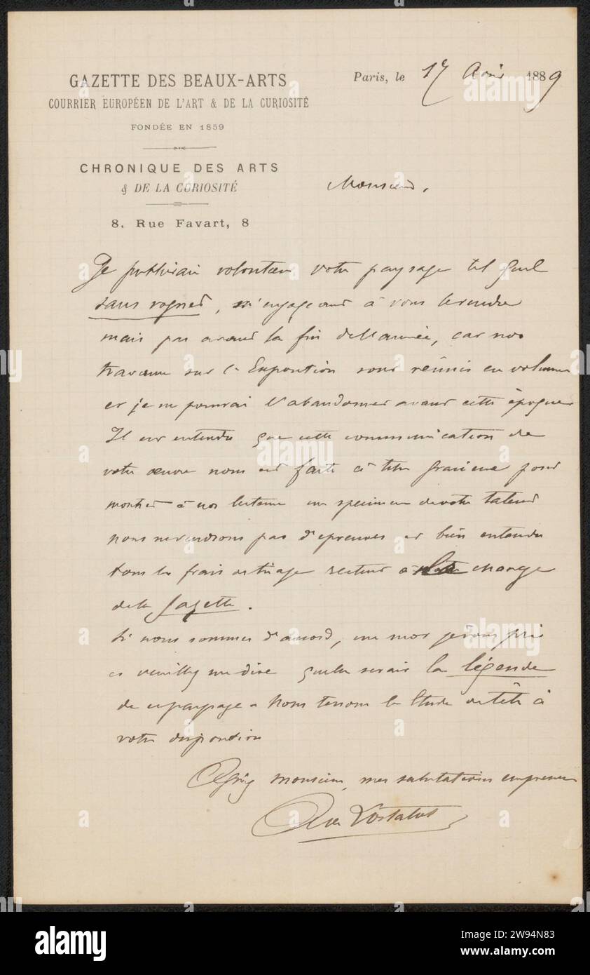 Letter to Philip Zilcken, 1889 letter Paris ink writing (processes ...