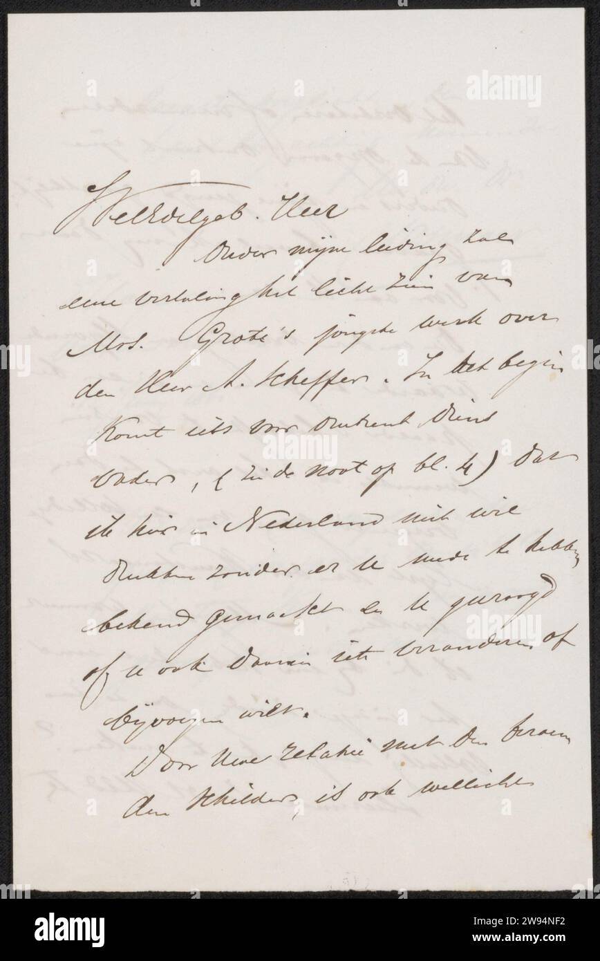 Letter to Ary Johannes Lamme, Carel Vosmaer, 1861 letter The Hague paper. ink writing (processes ...