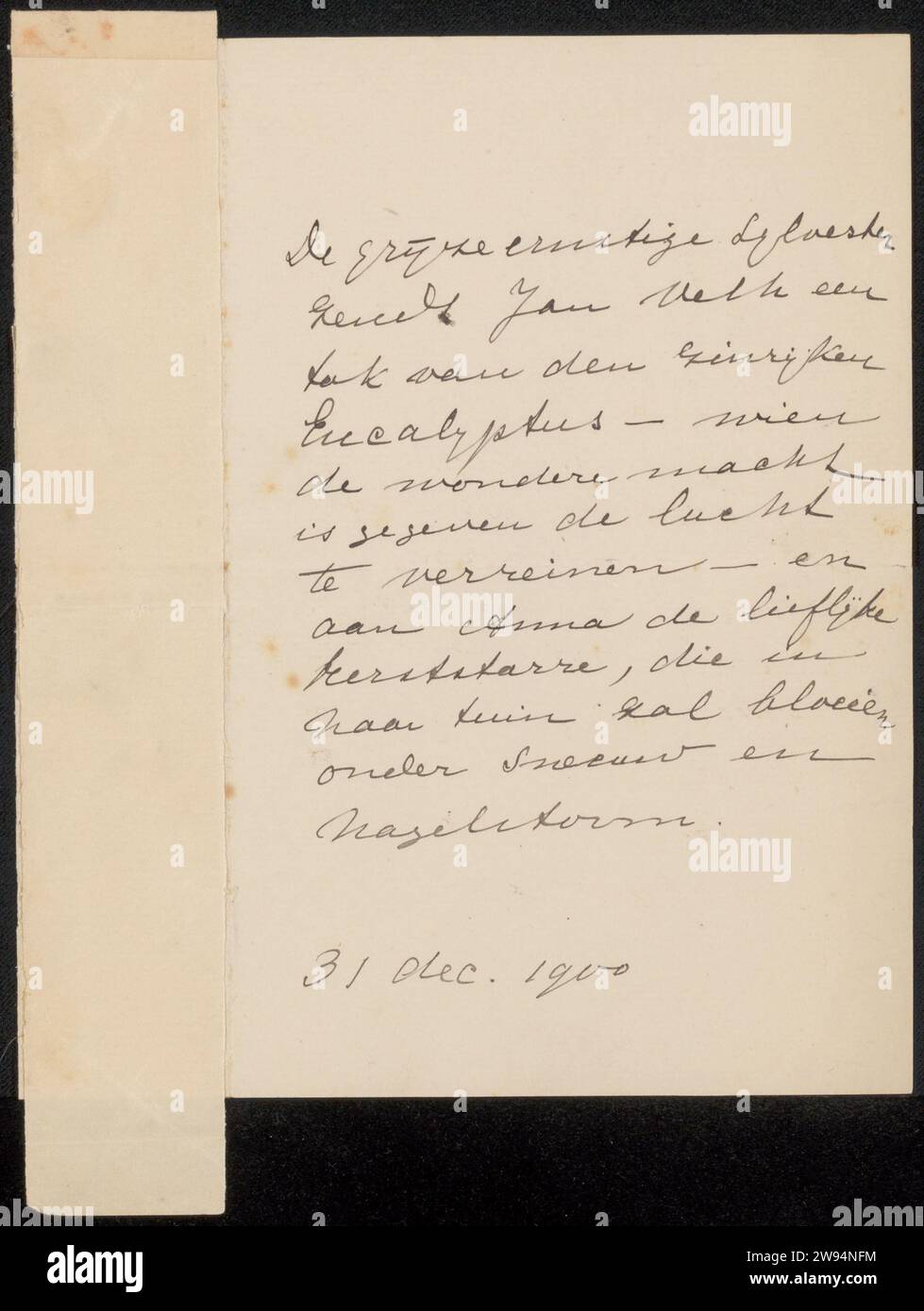 Letter to Jan Veth, Etha Fles, 1900 letter paper. ink writing ...