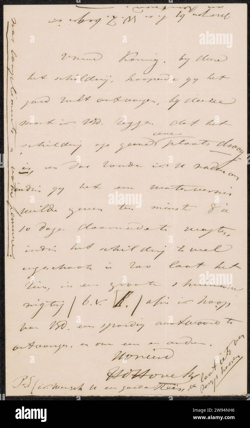 Letter to P. Koning, Huib van Hove BZ, 1824 - 1864 letter paper. ink ...