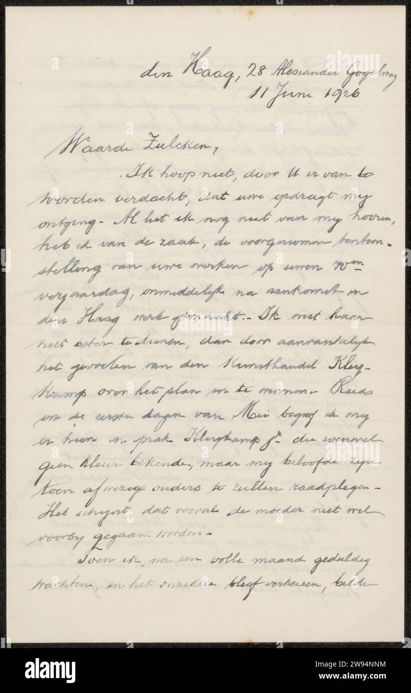 Letter to Philip Zilcken, 1926 letter The Hague ink writing (processes ...