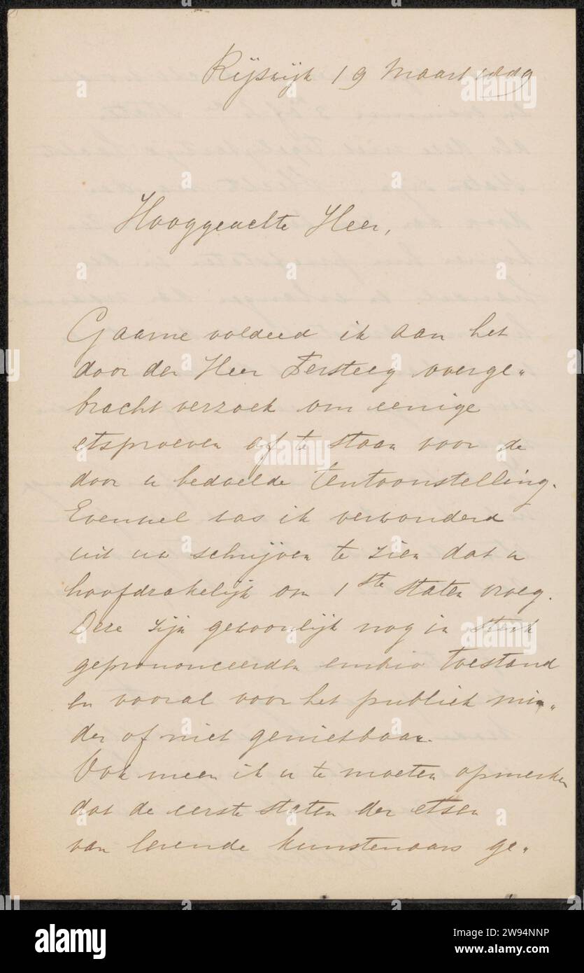 Letter to Pieter Haverkorn van Rijsewijk, Anton L. Koster, 1889 letter ...
