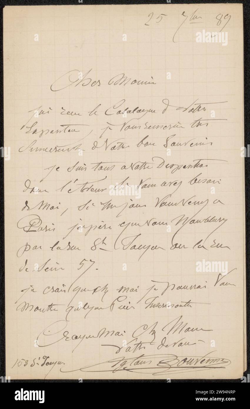 Letter to Philip Zilcken, 1889 letter Paris ink writing (processes ...