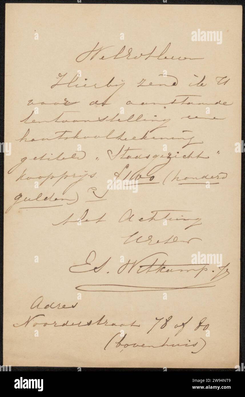 Letter to Philip Zilcken, Ernst Witkamp, 1867 - 1897 letter Amsterdam ...