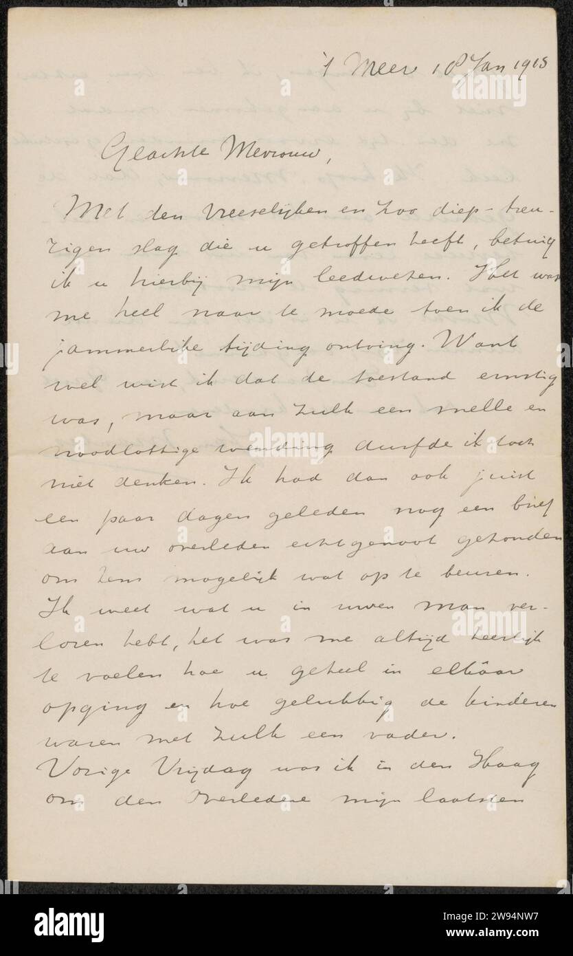 Letter Aan e.h. Schüller-Audretsch, Jan Mankes, 1915 letter The lake ...
