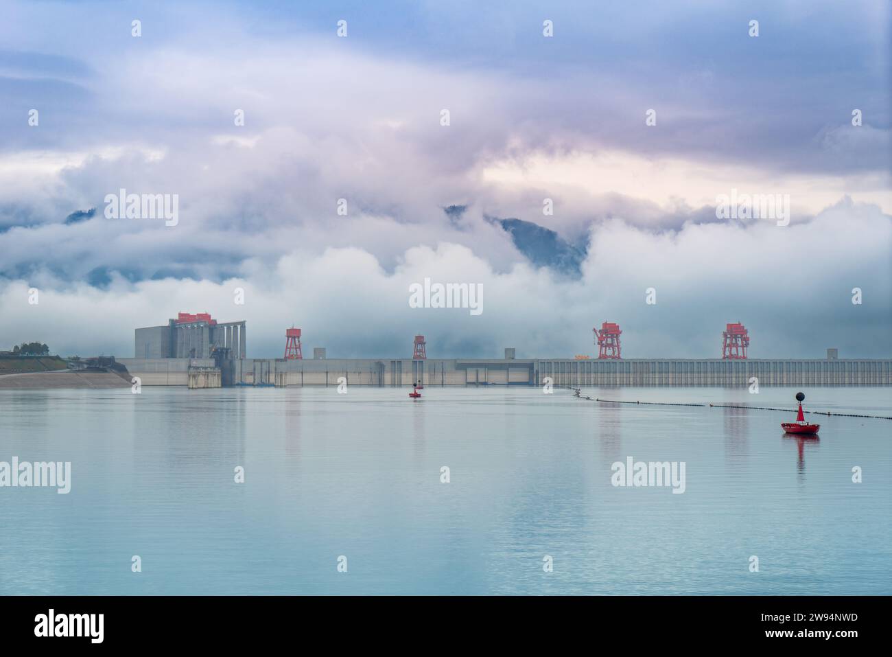 Panoramic view of the Three Gorges Dam, the largest hydroelectric power ...