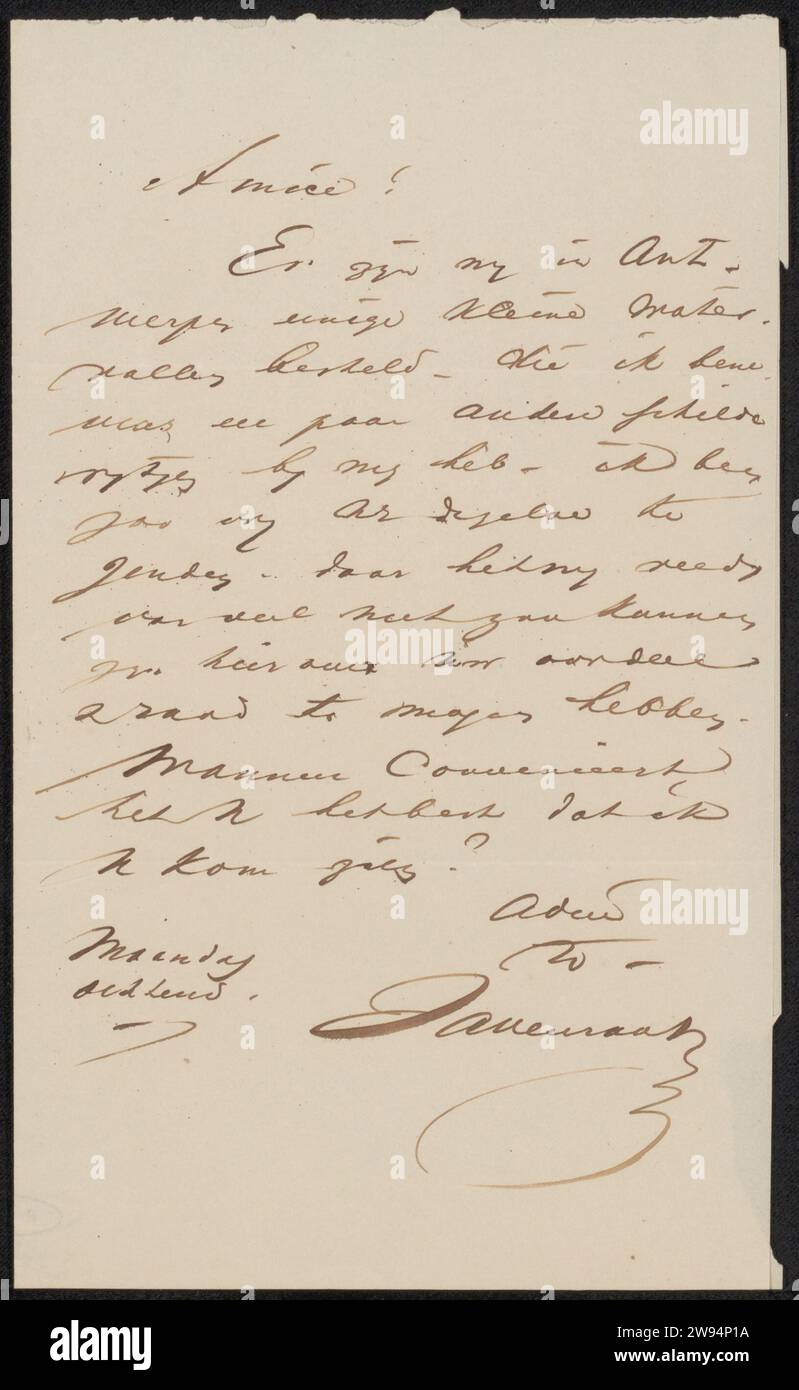 Letter to Ary Johannes Lamme, Johannes Tavenraat, 1822 - 1881 letter paper. ink writing ...