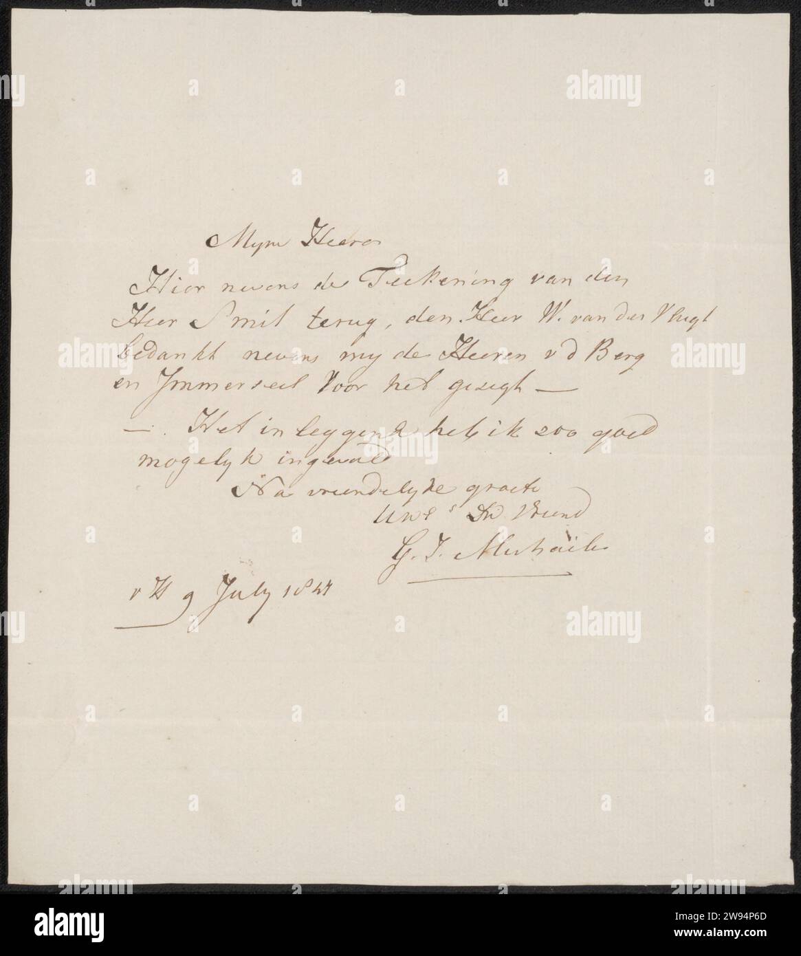 Letter to Christiaan Immerzeel and Mr. van den Berg, Gerrit Jan ...