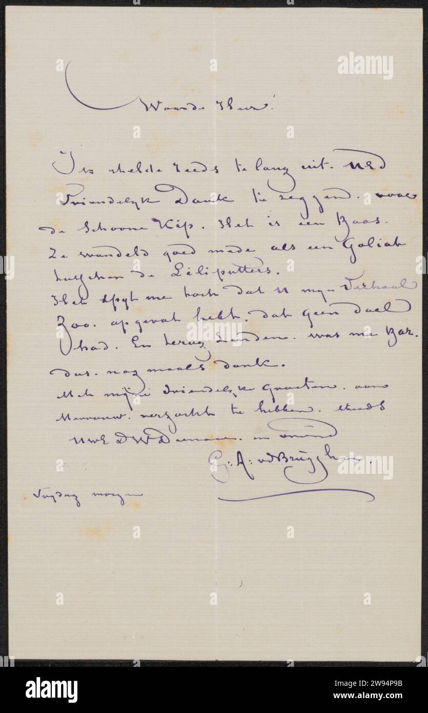Letter to Ary Johannes Lamme, Guillaume Anne van der Brugghen, 1822 - 1891 letter paper. ink ...