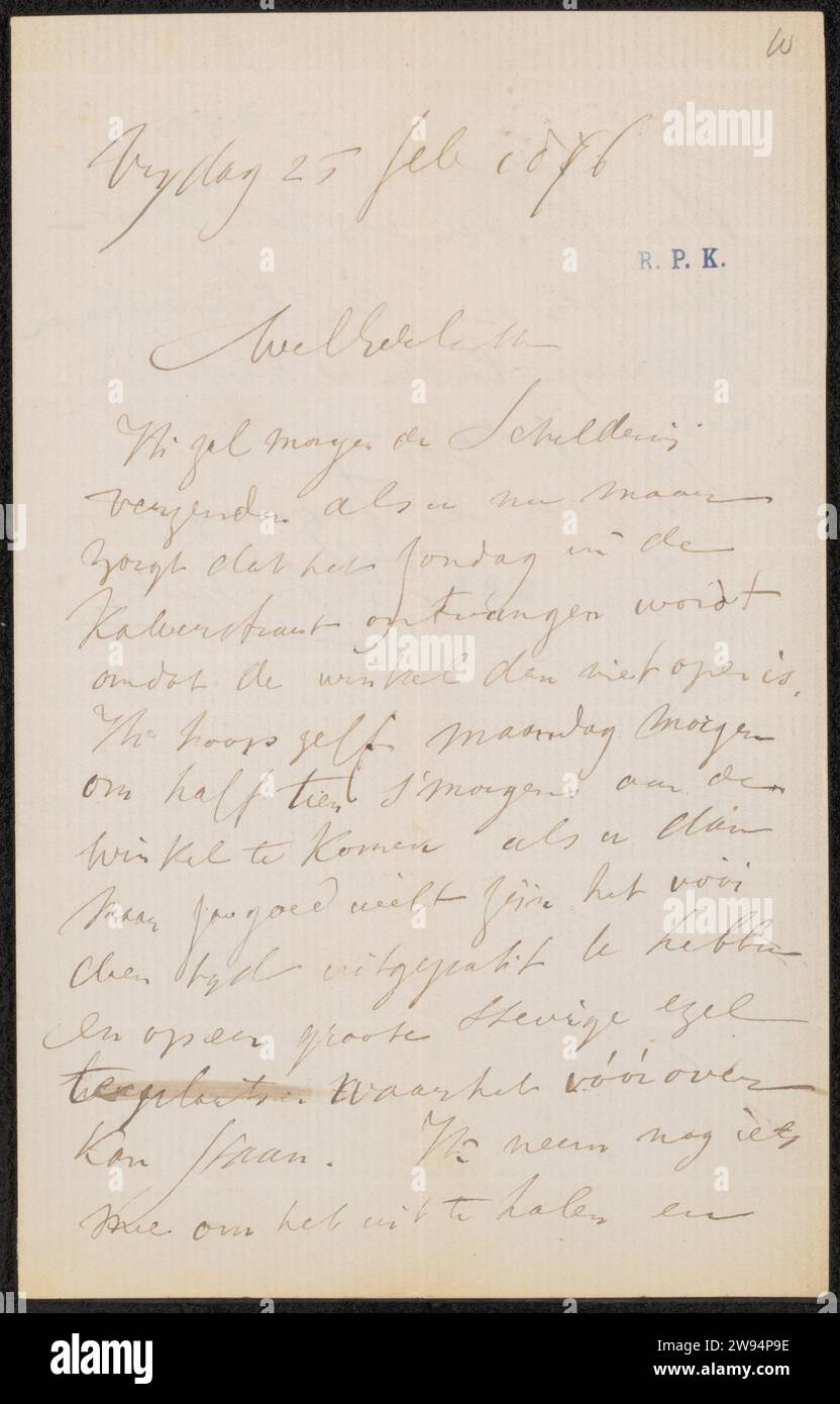 Letter to Frans Buffa and Sons, Joseph Israëls, 1876 letter paper. ink ...