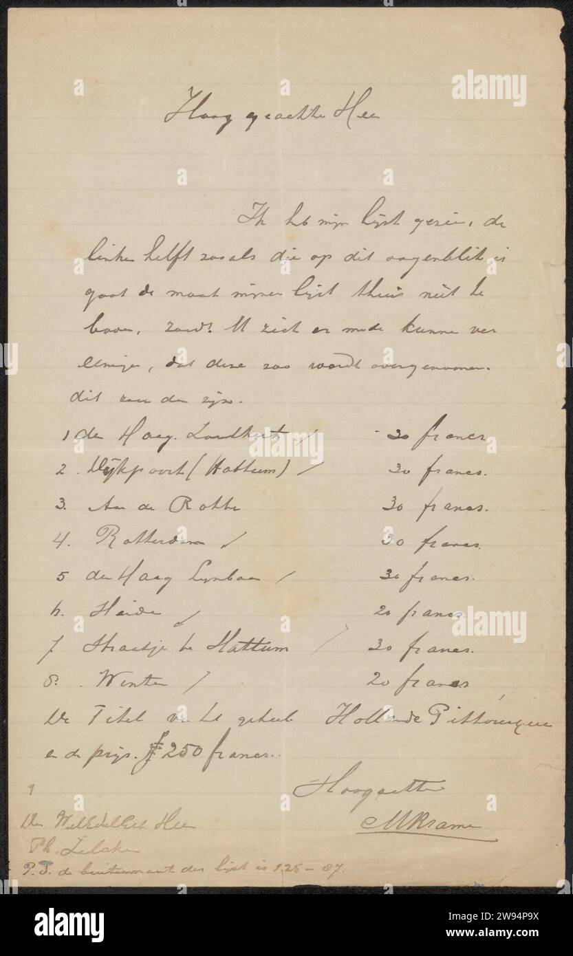 Letter to Philip Zilcken, 1870 - 1918 letter ink writing (processes ...