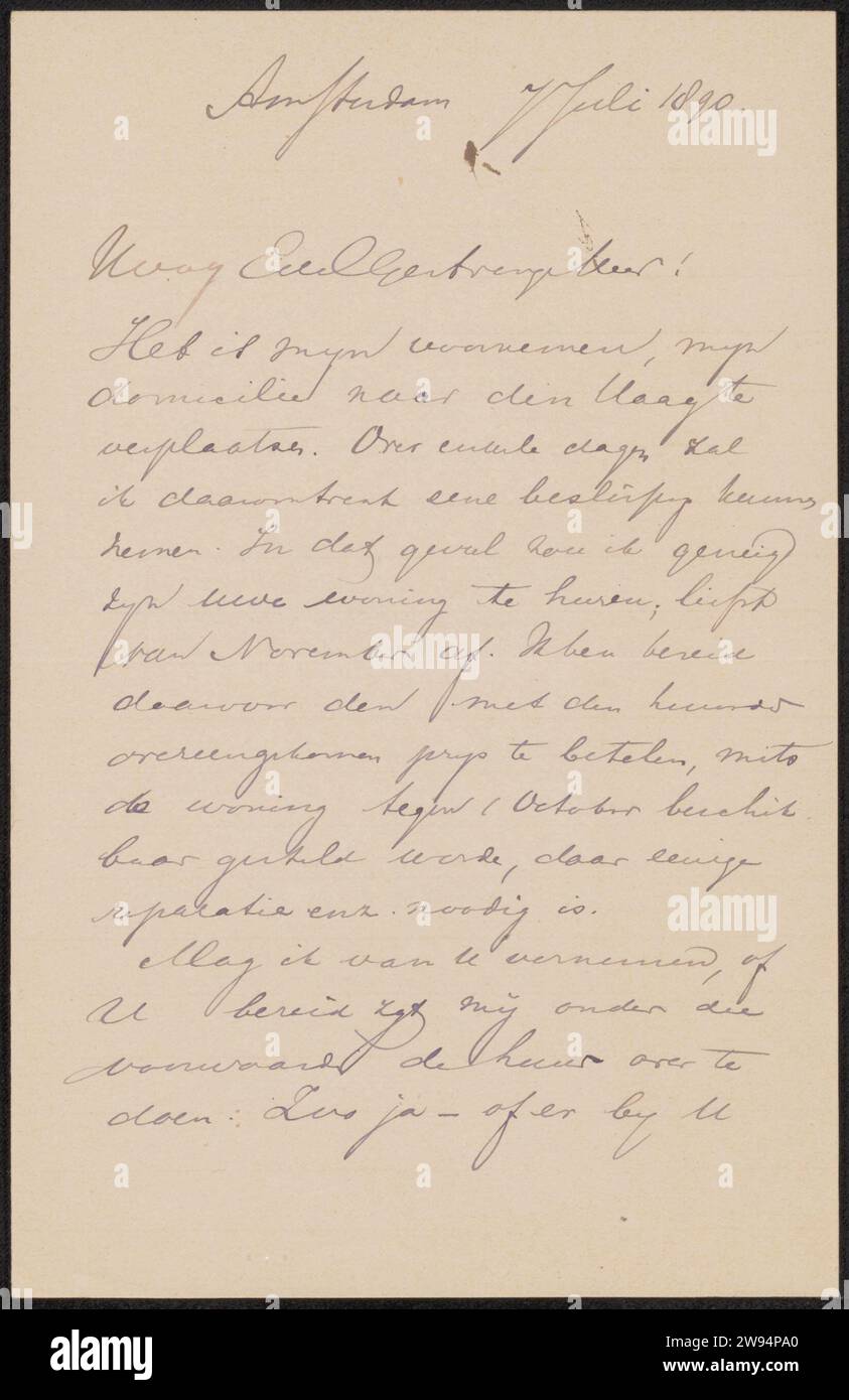 Letter to Mr. Everts, Jonkheer Alexander Frederik de Savornin Lohman ...