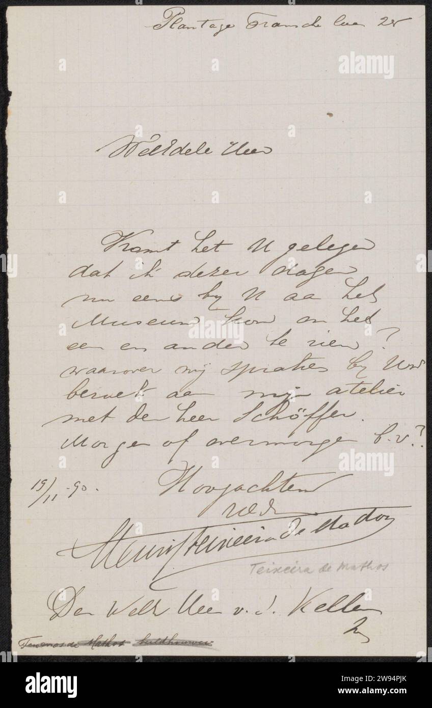 Letter to Johan Philip van der Kellen, Henri Teixeira de Mattos, 1890 ...