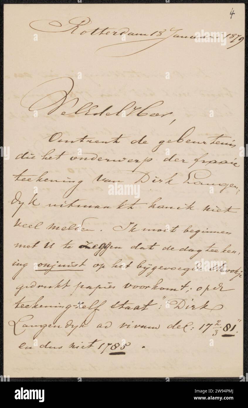 Letter to Anonymous, Frederik Daniel Otto Obreen, 1879 letter Rotterdam ...