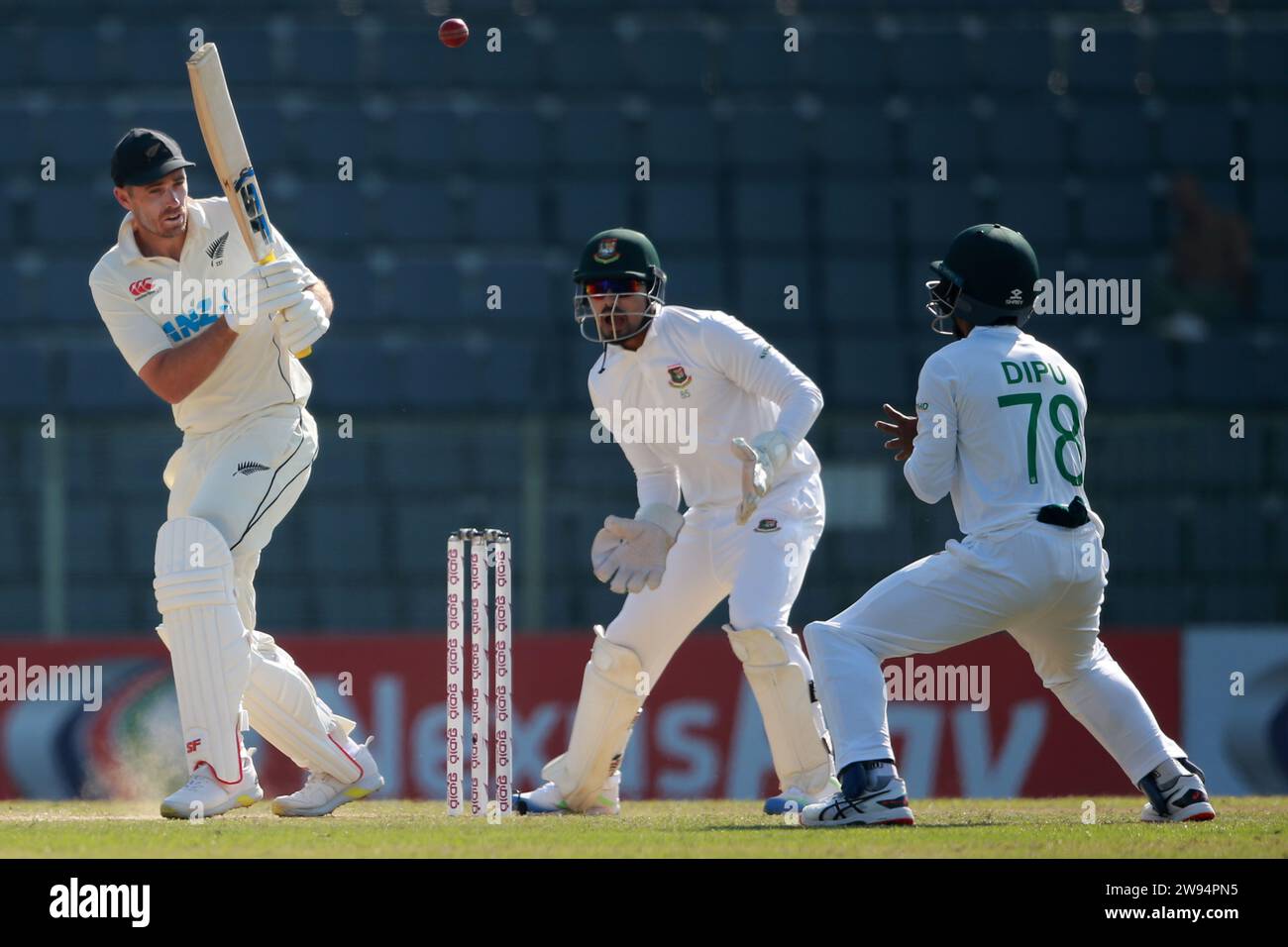 New Zealand captain Tim Southee bats against Bangladesh in the first ...