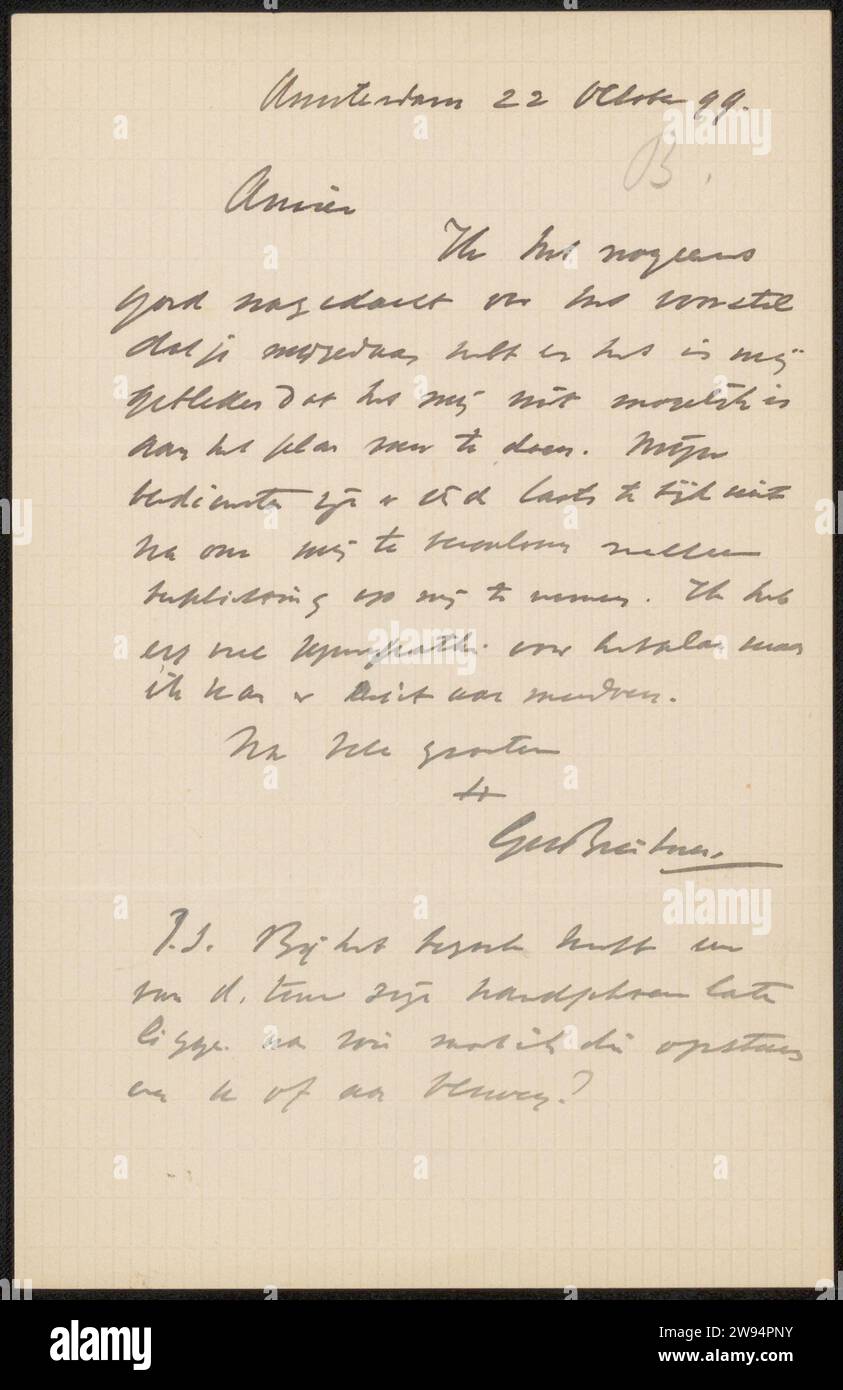 Letter to Jan Veth, George Hendrik Breitner, 1899 letter Amsterdam ...