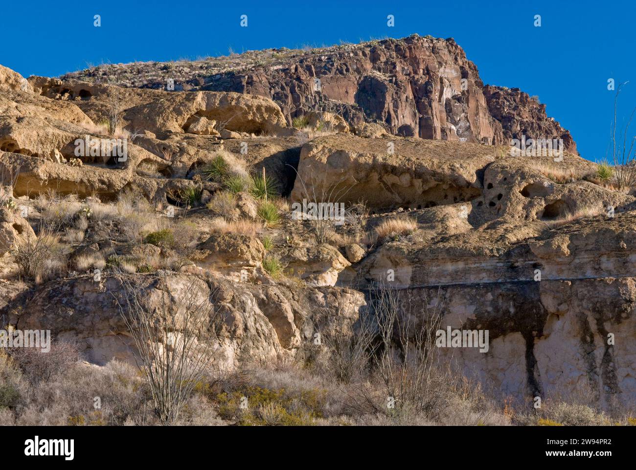 Las Cuevas Amarillas small caves cut in volcanic tuff rock, Native ...