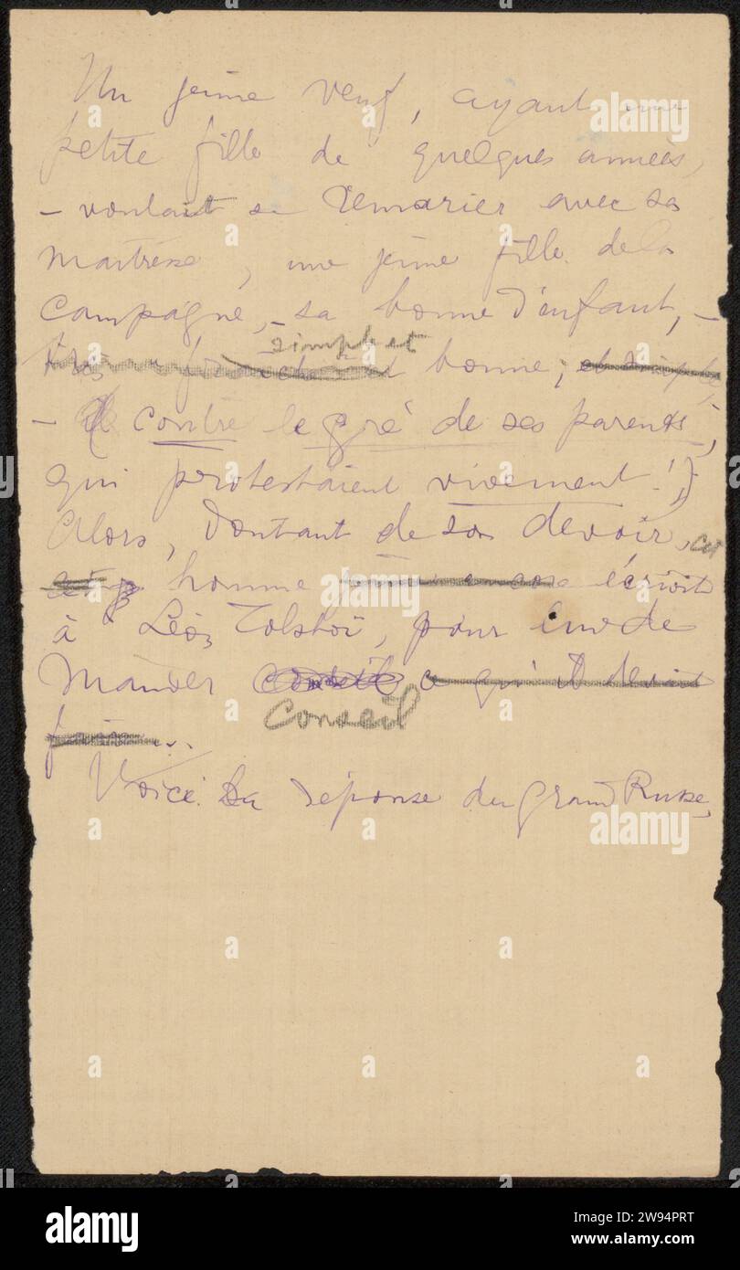 Note, Philip Zilcken, in or after 1899 paper. ink. pencil writing ...