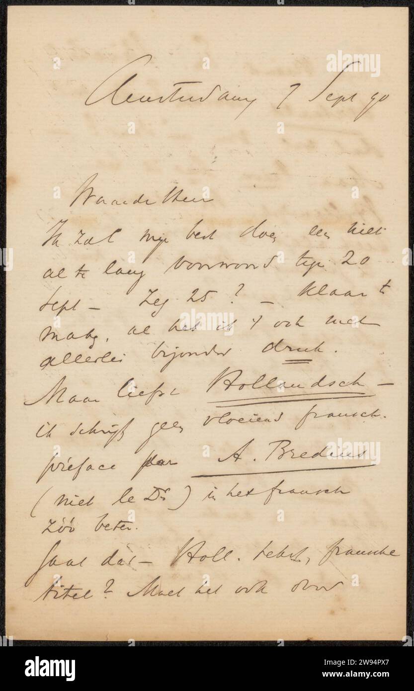 Letter to Philip Zilcken, 1890 letter Amsterdam paper. ink writing ...