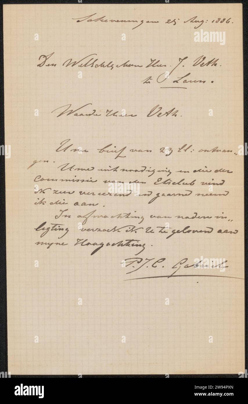 Letter to Jan Veth, Paul Joseph Constantin Gabriël, 1886 letter ...