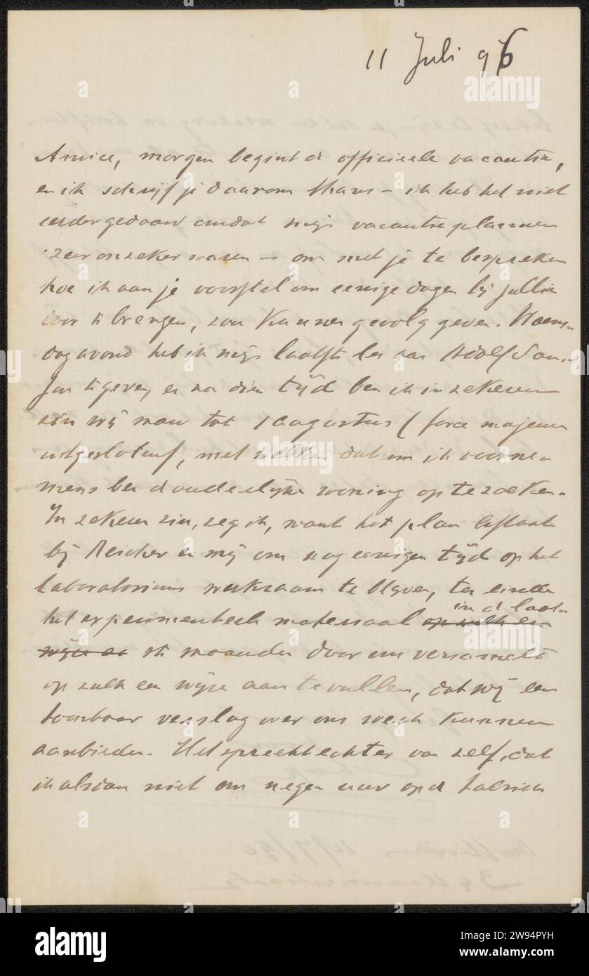 Letter to Jan Veth, Chap van Deventer, 1896 letter Amsterdam paper. ink ...