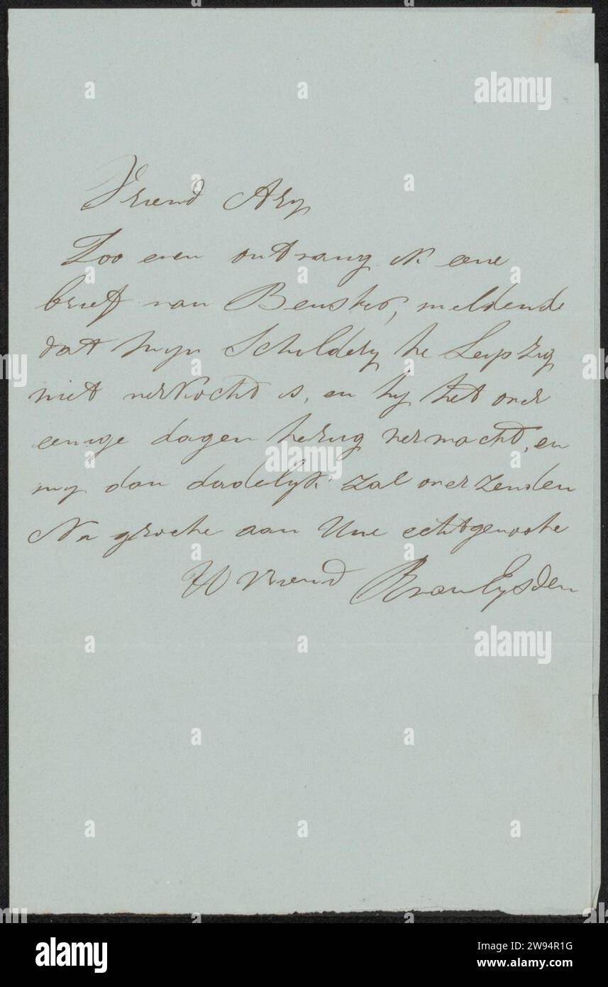 Letter to Ary Johannes Lamme, Robert van Eijsden, 1822 - 1890 letter paper. ink writing ...