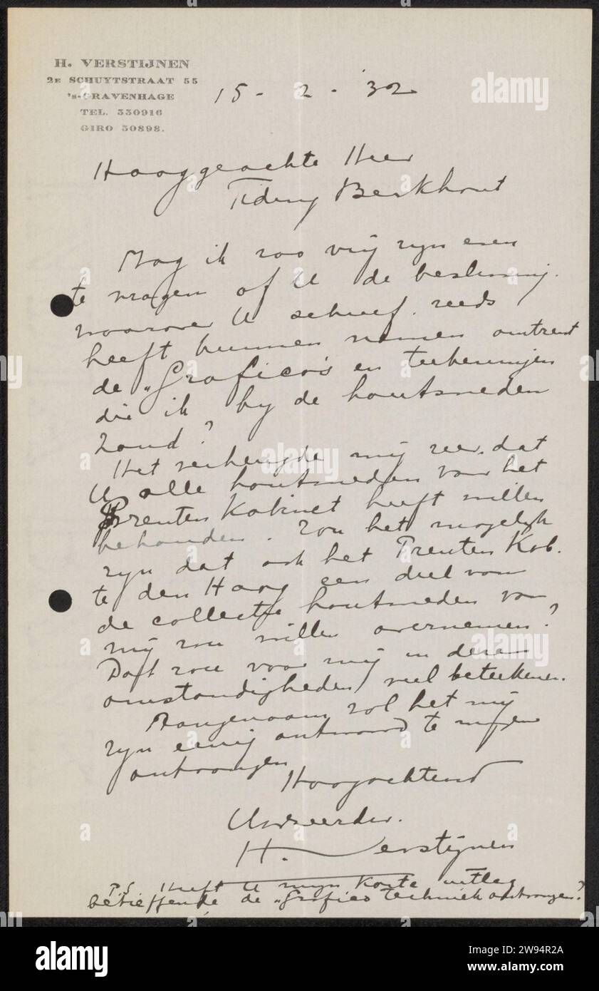 Letter to Jonkheer Hendrik Teding van Berkhout (1879-1969), Henri ...