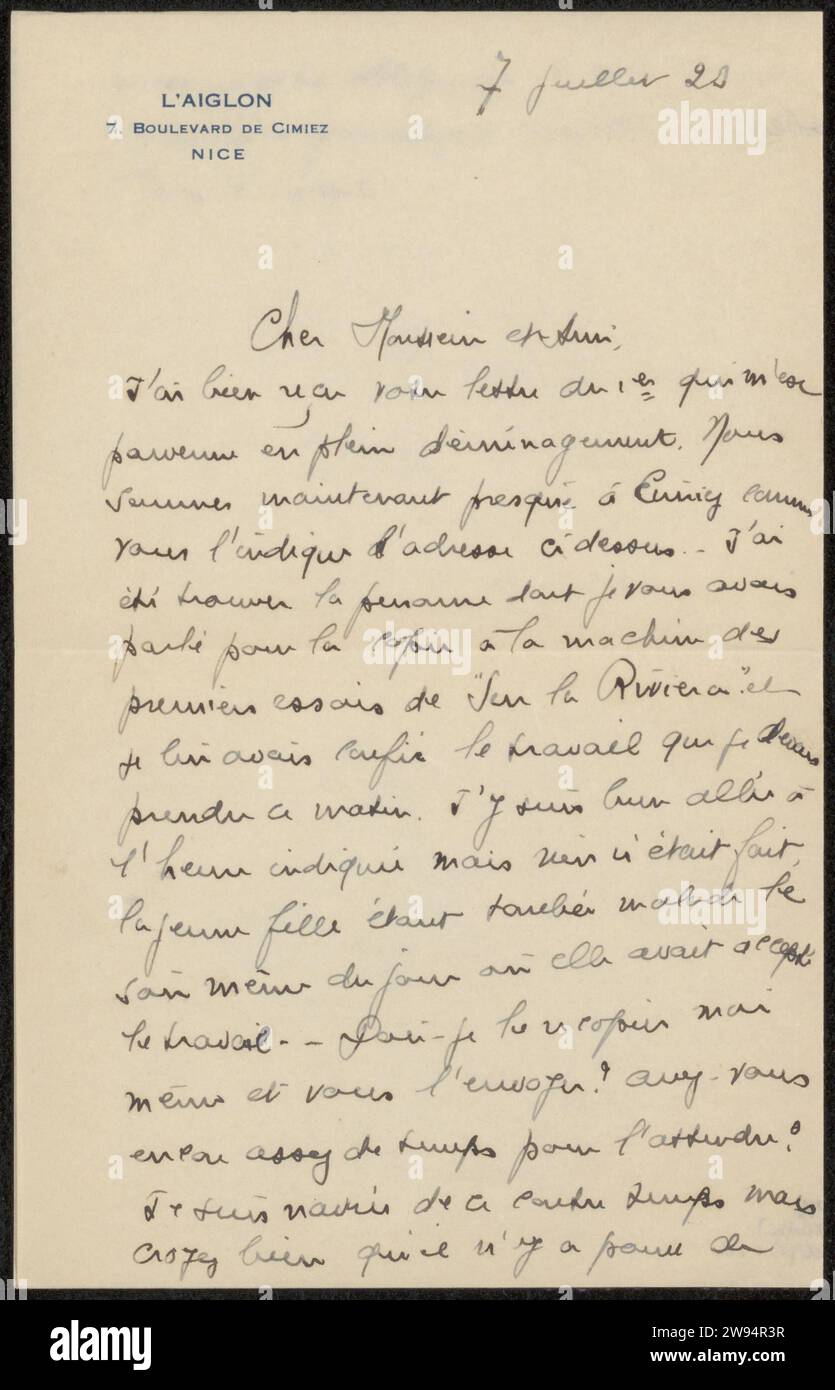 Letter to Philip Zilcken, 1923 letter Nice paper. ink writing ...