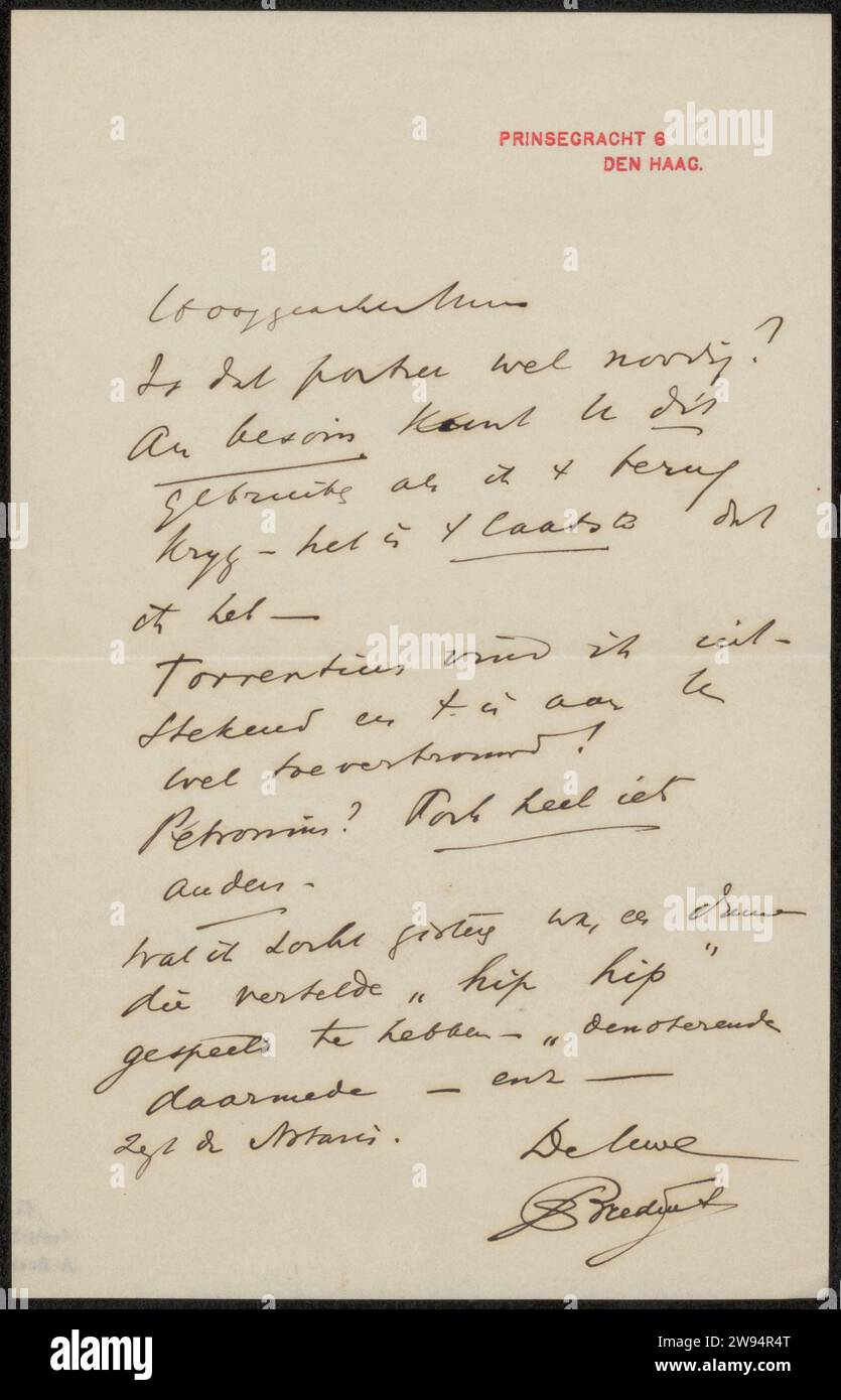 Letter to Philip Zilcken, 1867 - 1930 letter The Hague paper. ink ...