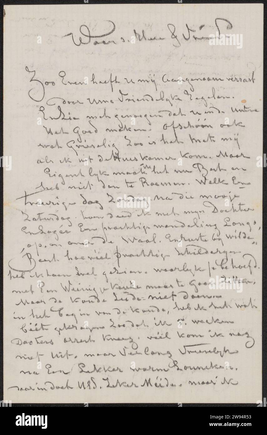 Letter to Ary Johannes Lamme, Guillaume Anne van der Brugghen, 1822 - 1891 letter Antwerp pencil ...