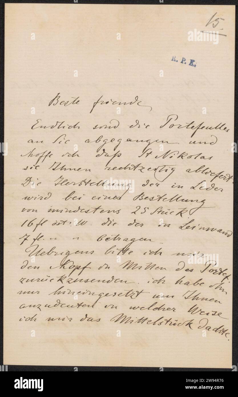 Letter to Frans Buffa and Zonen, William Unger, 1847 - 1932 letter ...