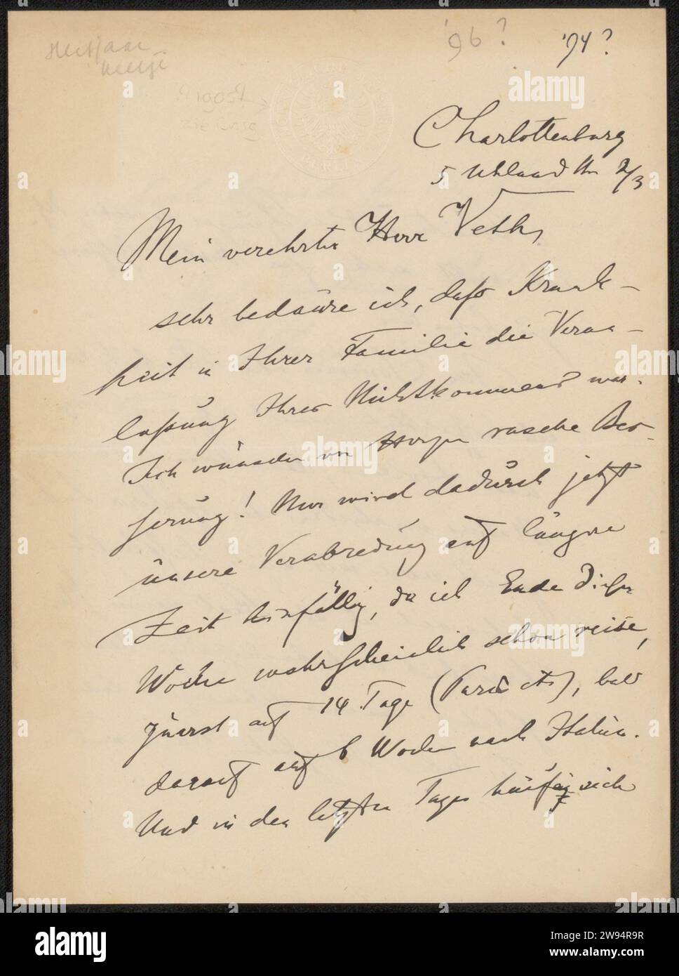 Letter Aan Jan Veth, Royal Museums in Berlin, 1874 - 1925 letter Letter ...