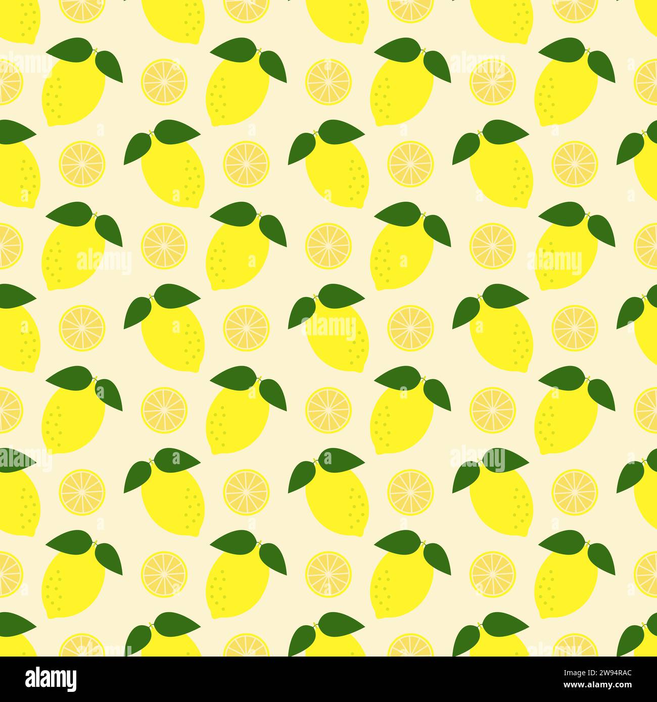 Vector seamless pattern with whole lemons and slices in staggered order ...