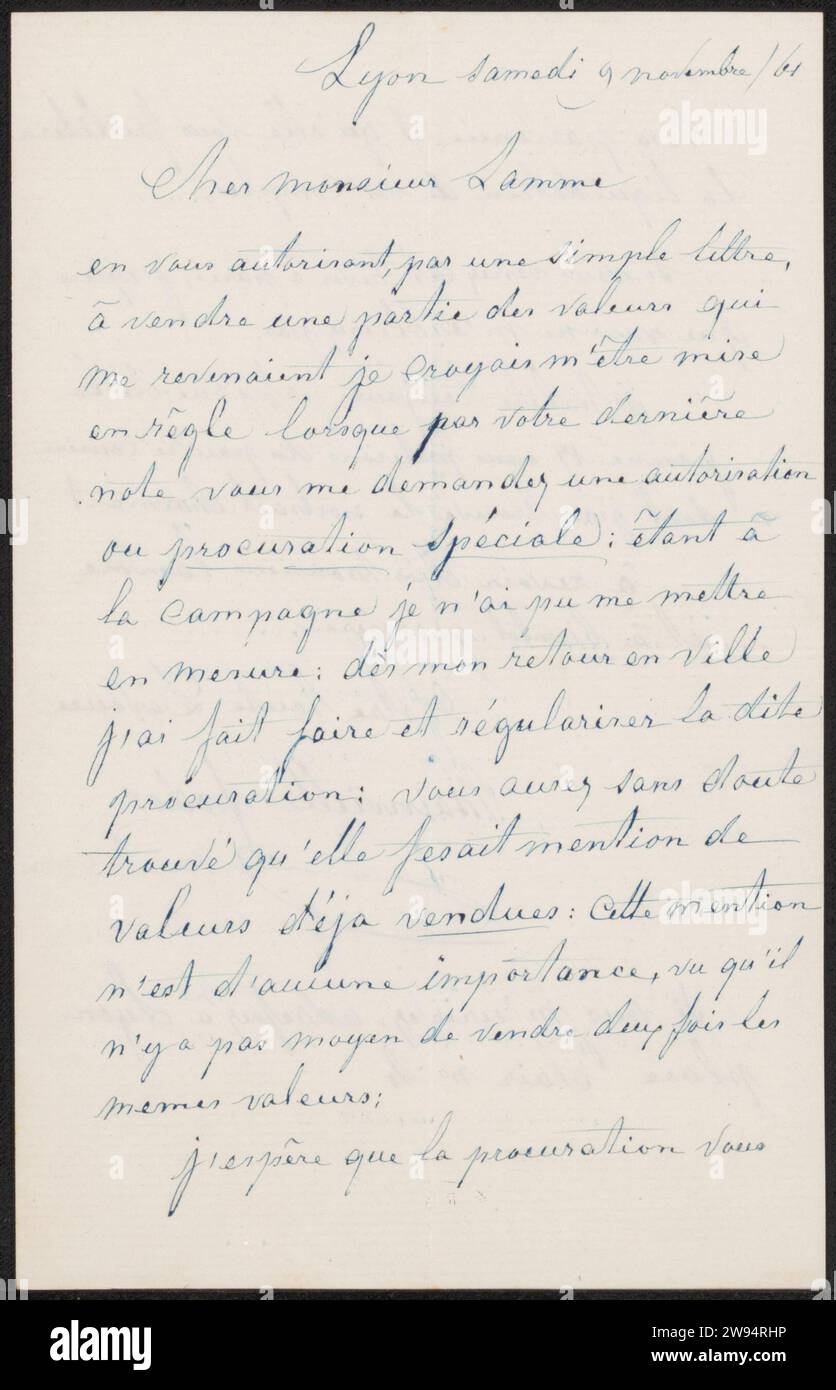Brief Aan ary johannes Lamme, Joseph Fodor-mainville, letter Lyon paper ...