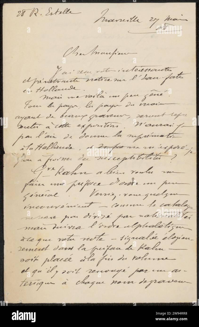 Letter to Philip Zilcken, Marcel Roux, 1908 letter Marseille paper. ink ...